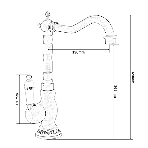 GeRRiT Faucet Bathroom Sink Tap Basin Faucets, Bathroom Kitchen Antique Bronze Faucet, Brass Basin Single Handle Black Hot & Cold Water Mixer Taps, Bath Accessories Basin Taps, With G3, Silver