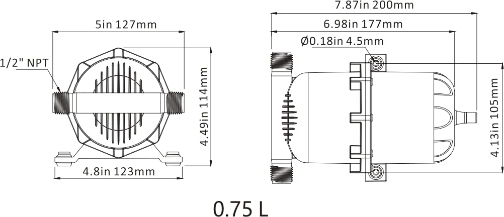 Seaflo 0.75/1.0 Liter Pressurized Accumulator Tank