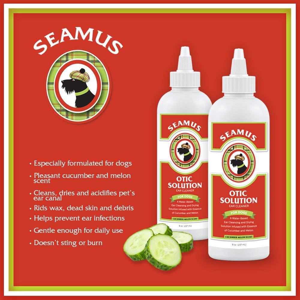 Seamus Otic Ear Solution - Best Ear Cleaner for Dogs, Professionally Formulated for Itch, Debris and Smell, Infused with Essence of Cucumber, Melon, Aloe Vera and Oatmeal Extract