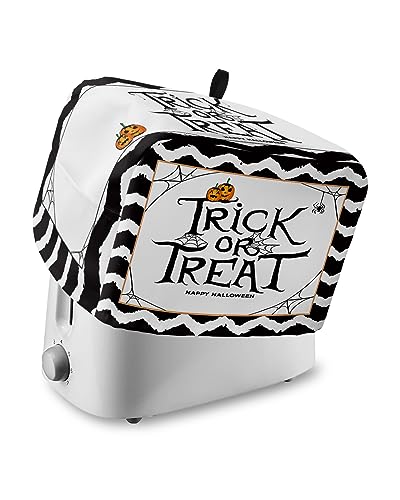 Toaster Dust Cover 2 Slice, Halloween Pumpkin Cobweb Black Ripple Bread Maker Cover Toasters Covers for Fingerprint Protector Washable Kitchen Small Appliance Cover 12x11x8in