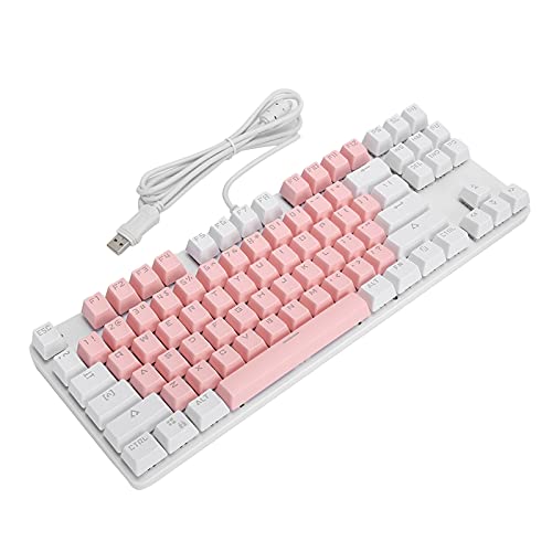 GOWENIC Green Axis Mechanical Keyboard, Gaming Keyboard, Computer Supplies, USB Wired Backlight Double Color 87 Button Count, for Laptop, Desktop, Computer, PC, Ergonomic Design