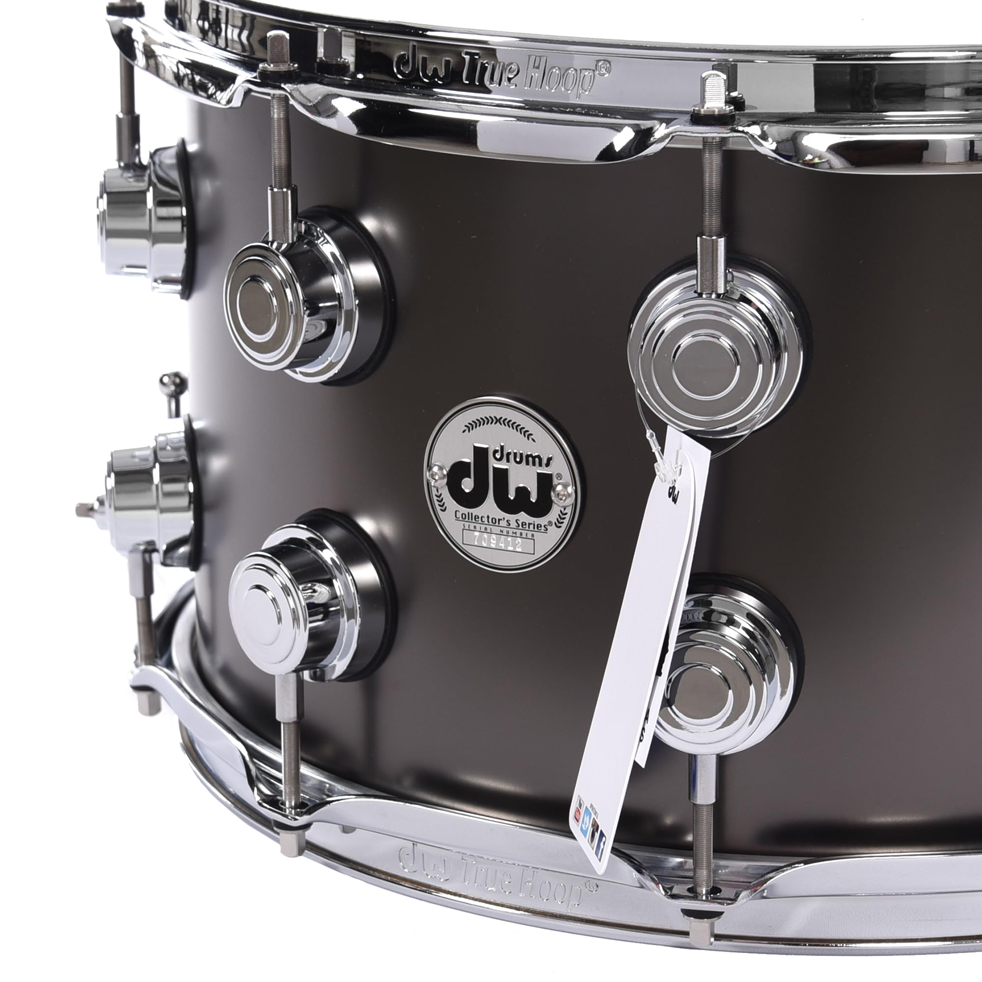 DW Collector's Series Metal Snare Drum - 8 x 14 inch - Satin Black Over Brass