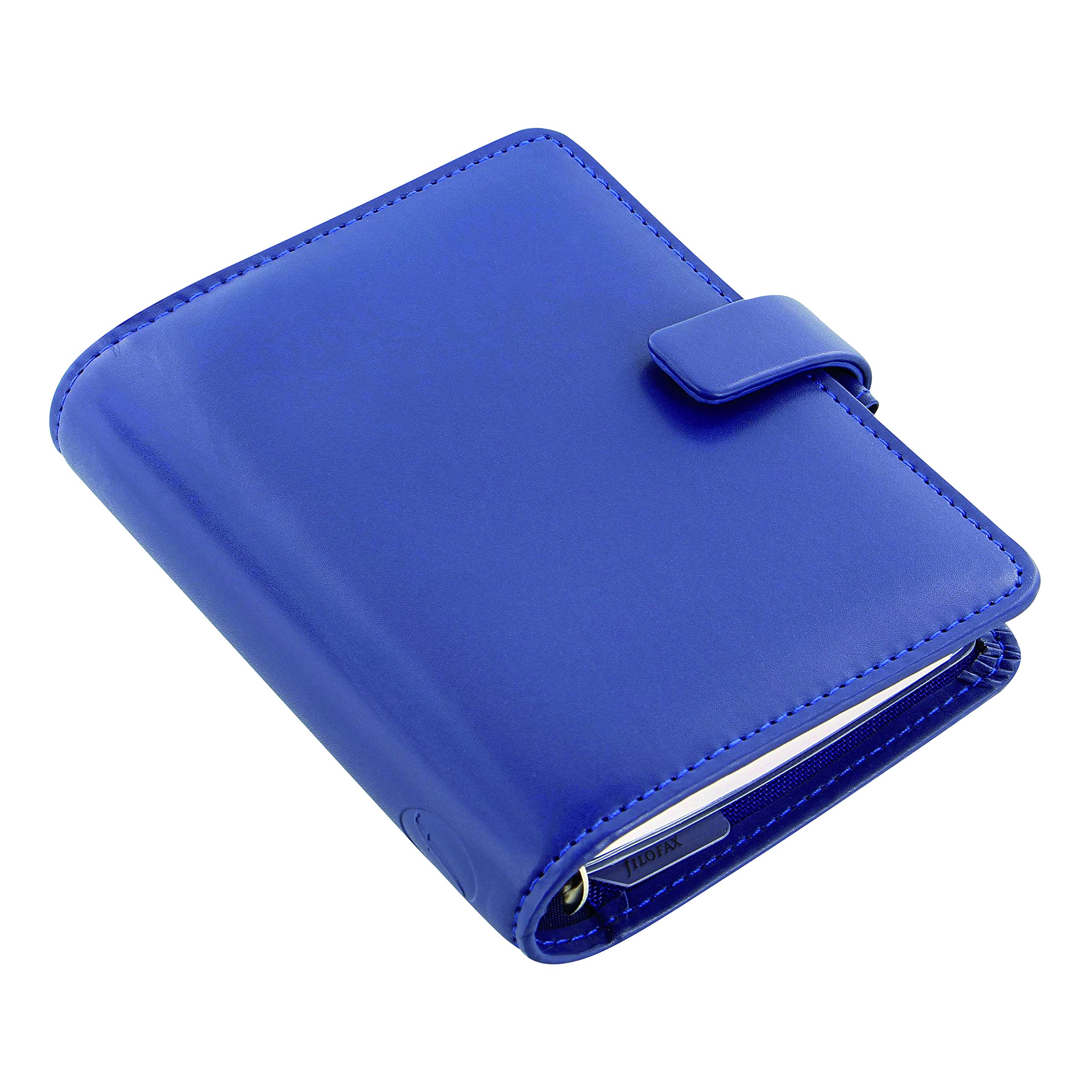Filofax Metropol Organizer, Pocket Size, Navy - Leather-Look, Six Rings, Week-to-View Calendar Diary, Multilingual, 2022 (C026909-22)