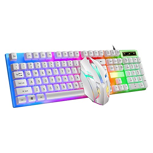 hunikmtgsiol LED Light Backlit USB Wired Gaming Keyboard and Mouse Set 1200dpi Mice Office Keyboard for Computer Desktop PC Laptop Keyboard and Mouse Set
