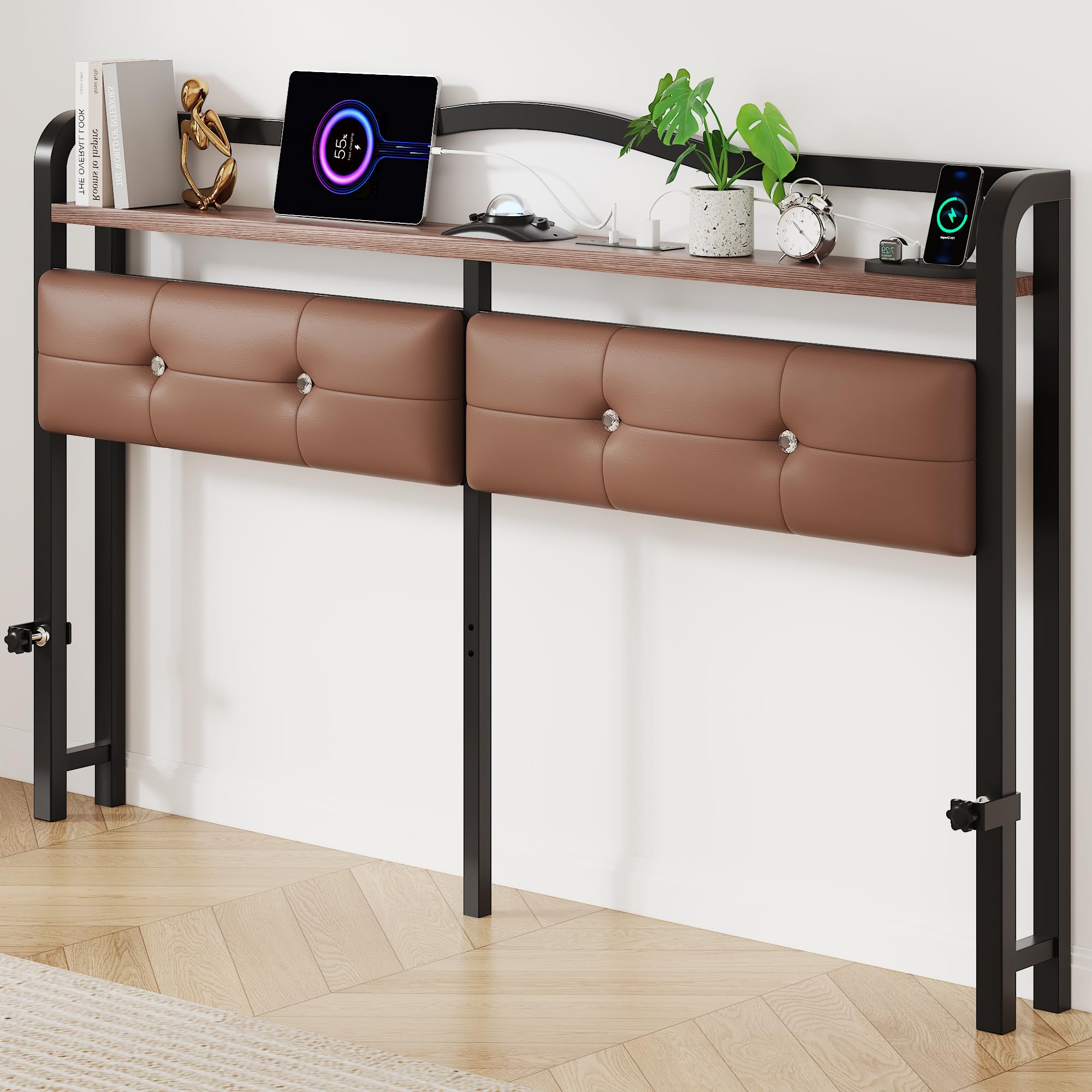 OSASET Headboard Queen Size, Queen Headboard with Galaxy Projection Lights and USB & Type C Charging Station, Sturdy Queen Size Headboard Only with Storage - Adjustable Height and Easy Assembly