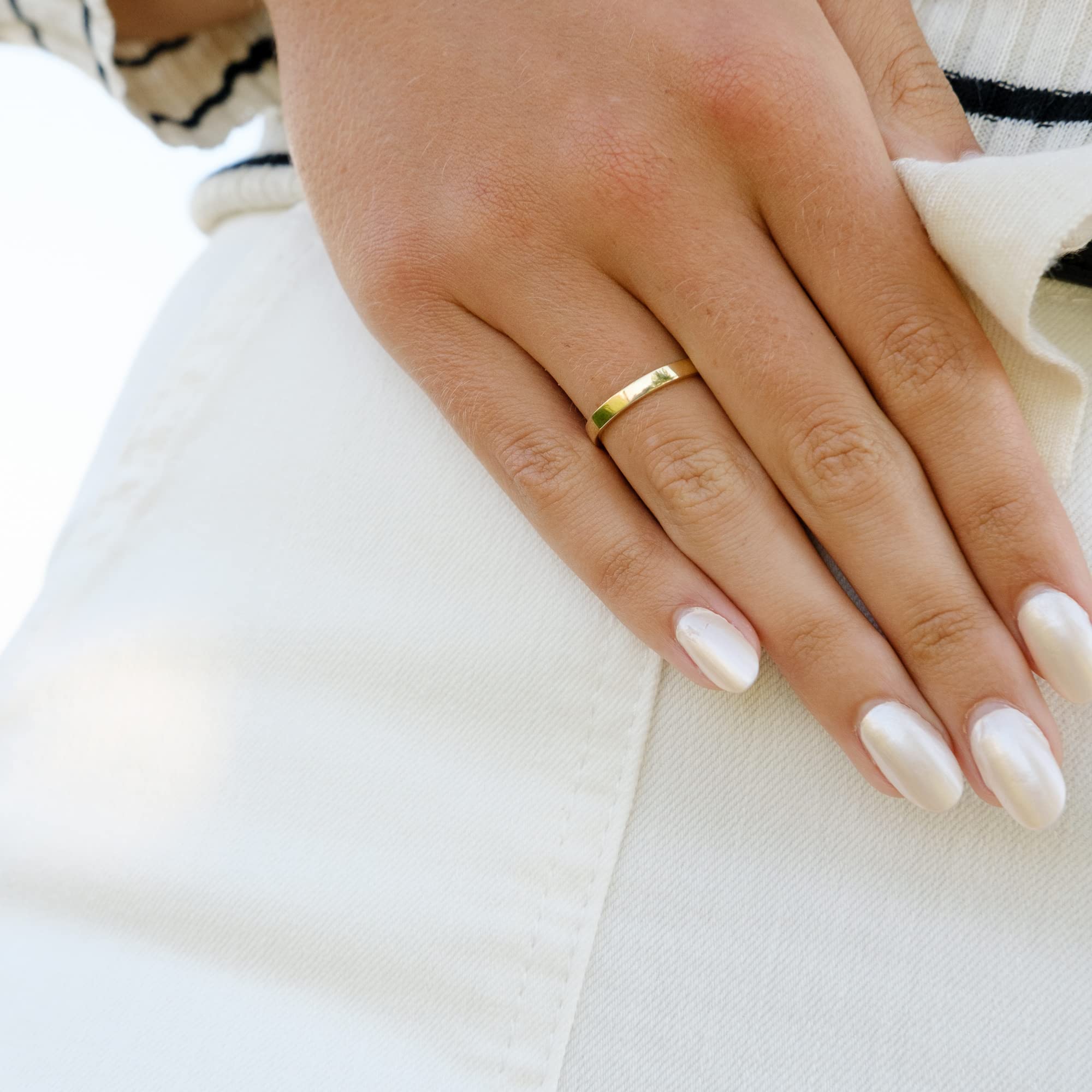 espere Simple Flat Band Ring 2.5MM Wide Bold Stacker | Classic Fine Stacking Ring 18K Gold Plated in Sterling Silver | Statement Ring for Women Jewelry Gift Size 6