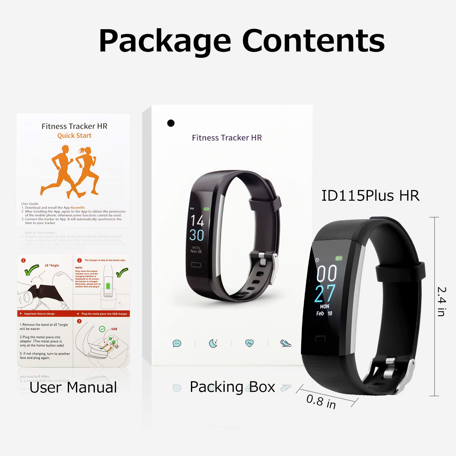 Fitness Tracker with Blood Pressure Heart Rate Sleep Monitor, Activity Tracker Smart Watch Health Tracker Pedometer Step Counter for iPhone & Android Phones for Kids Man Women (Black)