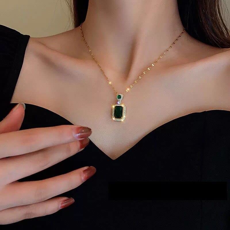 Emerald Zircon Necklace Ring earRing jewelry set