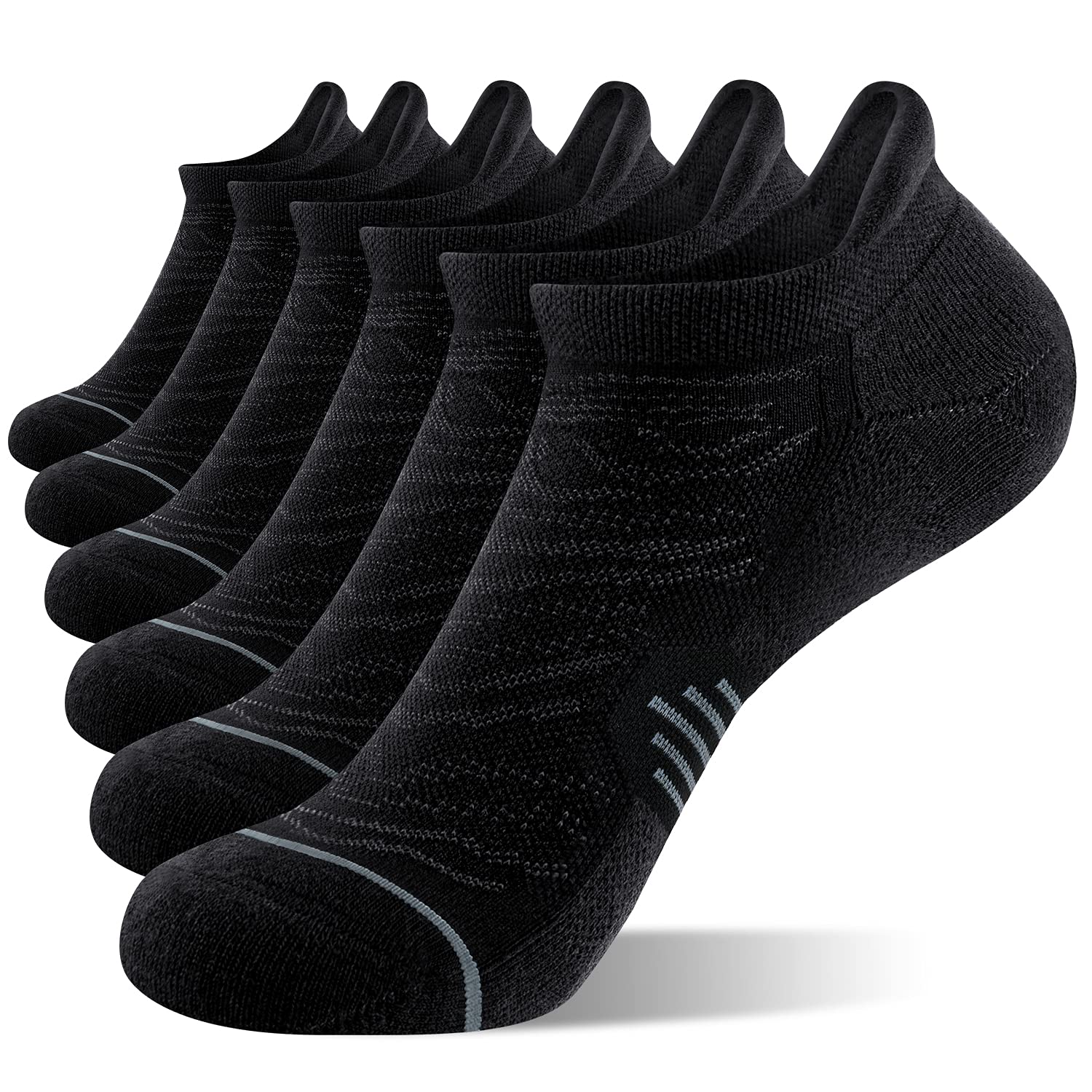 FITRELL 6 Pack Women's Ankle Running Socks, Low Cut Athletic Socks With Tab, White Mixed, Small
