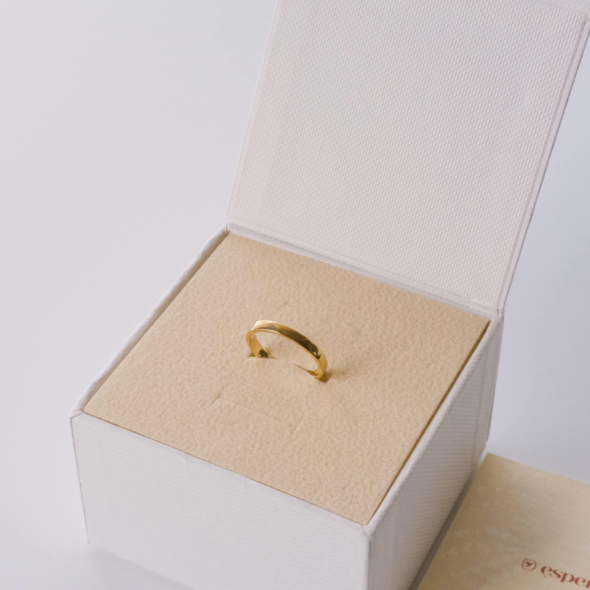 espere Simple Flat Band Ring 2.5MM Wide Bold Stacker | Classic Fine Stacking Ring 18K Gold Plated in Sterling Silver | Statement Ring for Women Jewelry Gift Size 6