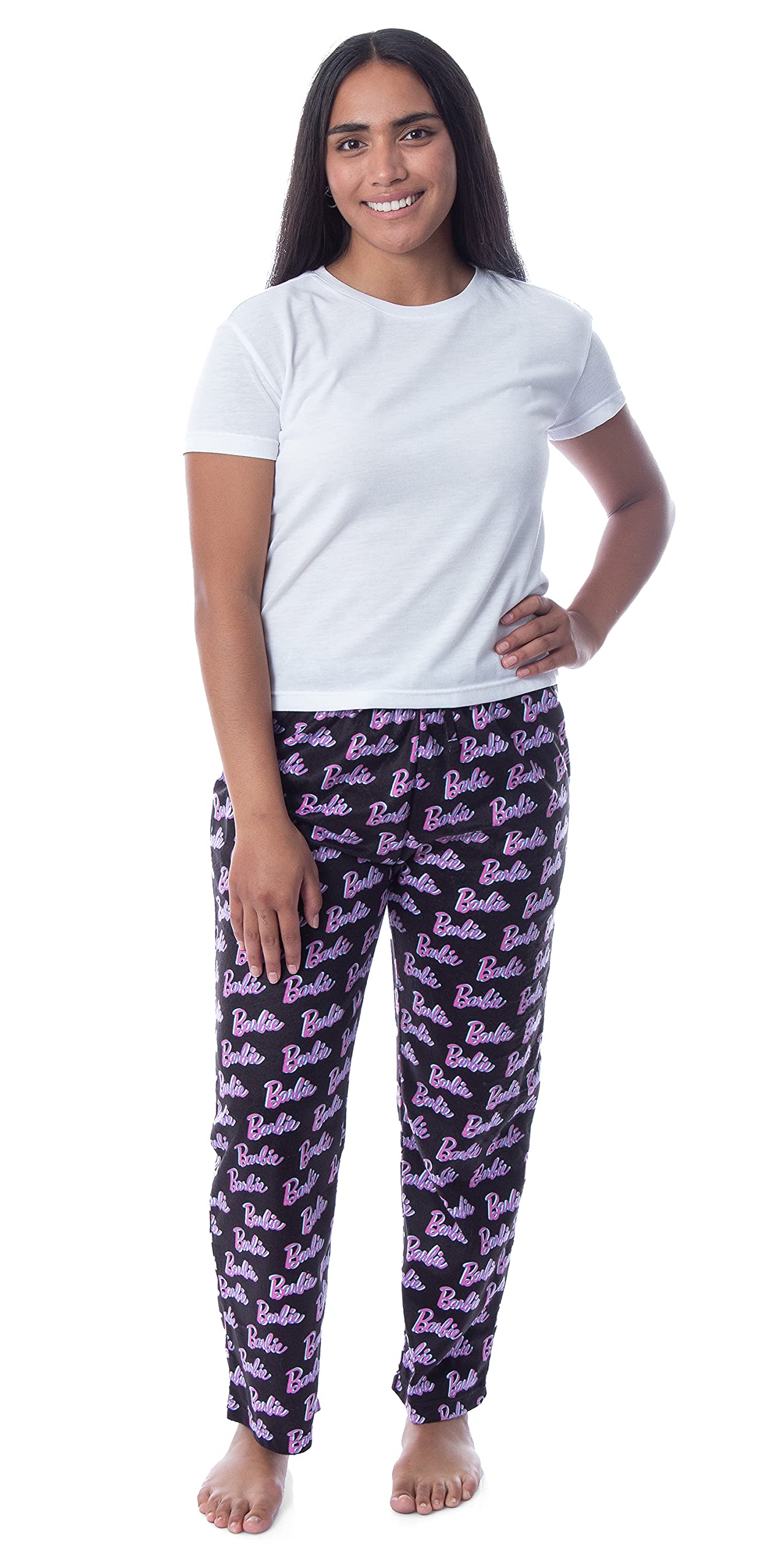 Mattel Womens' Barbie Logo All Over Print Loungewear Sleep Pajama Pants (M)