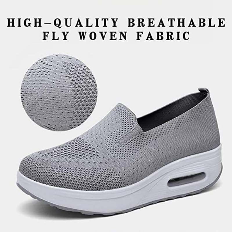 Fitsshoes Women Orthopedic Sneakers,Slip-On Light Air Cushion Orthopedic Sneaker Platform Diabetic Walking Shoes (Black,41)