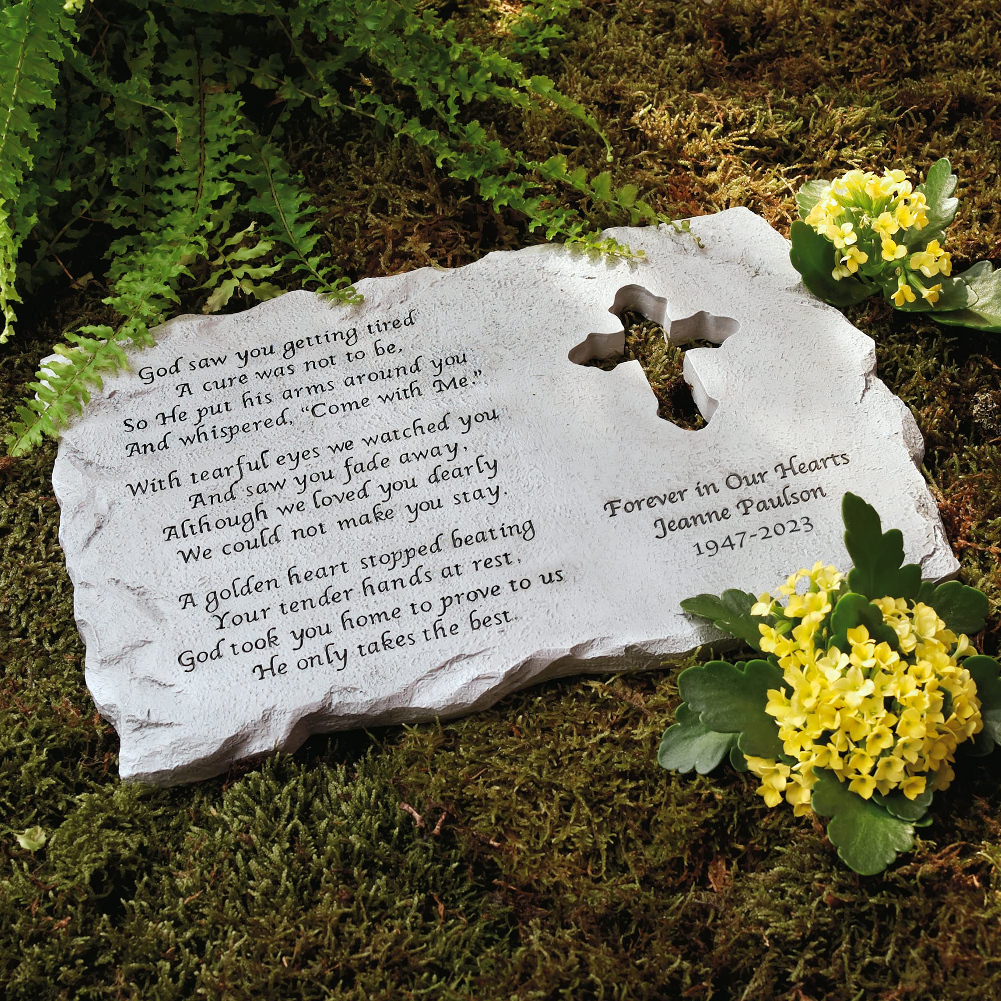 Let's Make Memories Personalized Cross Memorial Stone - Sympathy - Condolences - Garden Marker