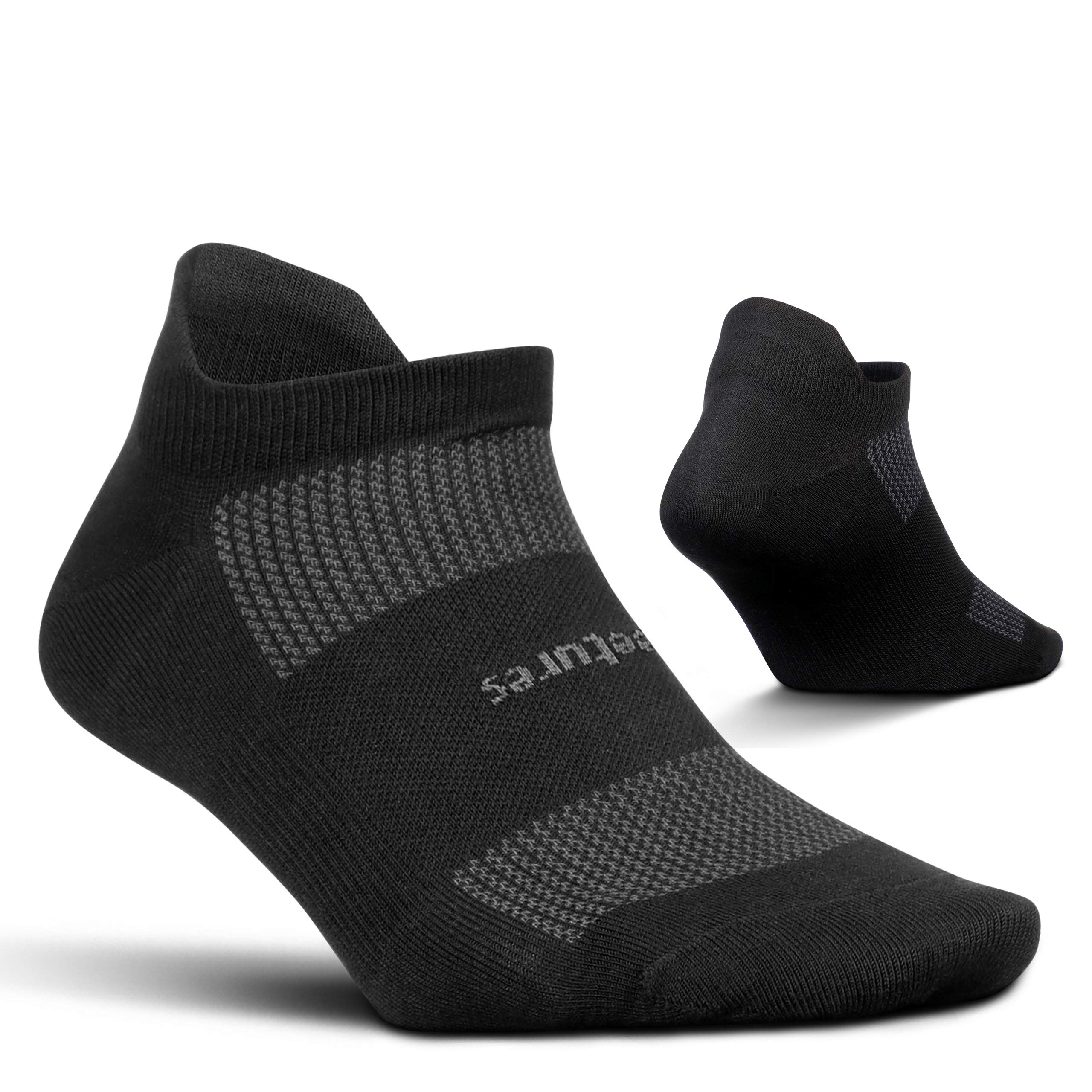 Feetures High Performance Ultra Light Ankle Sock - No Show Socks for Women & Men with Heel Tab - Buckle Up Blue, Large - (1 Pair)