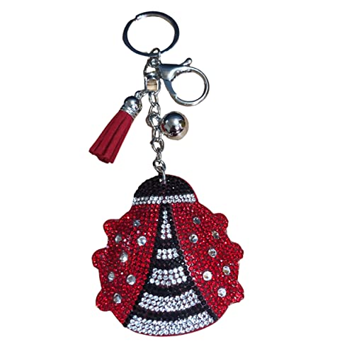 Popfizzy Bling Red Ladybug Keychain for Women and Girls, Rhinestone Purse Charms for Handbags, Ladybug Gifts for Her