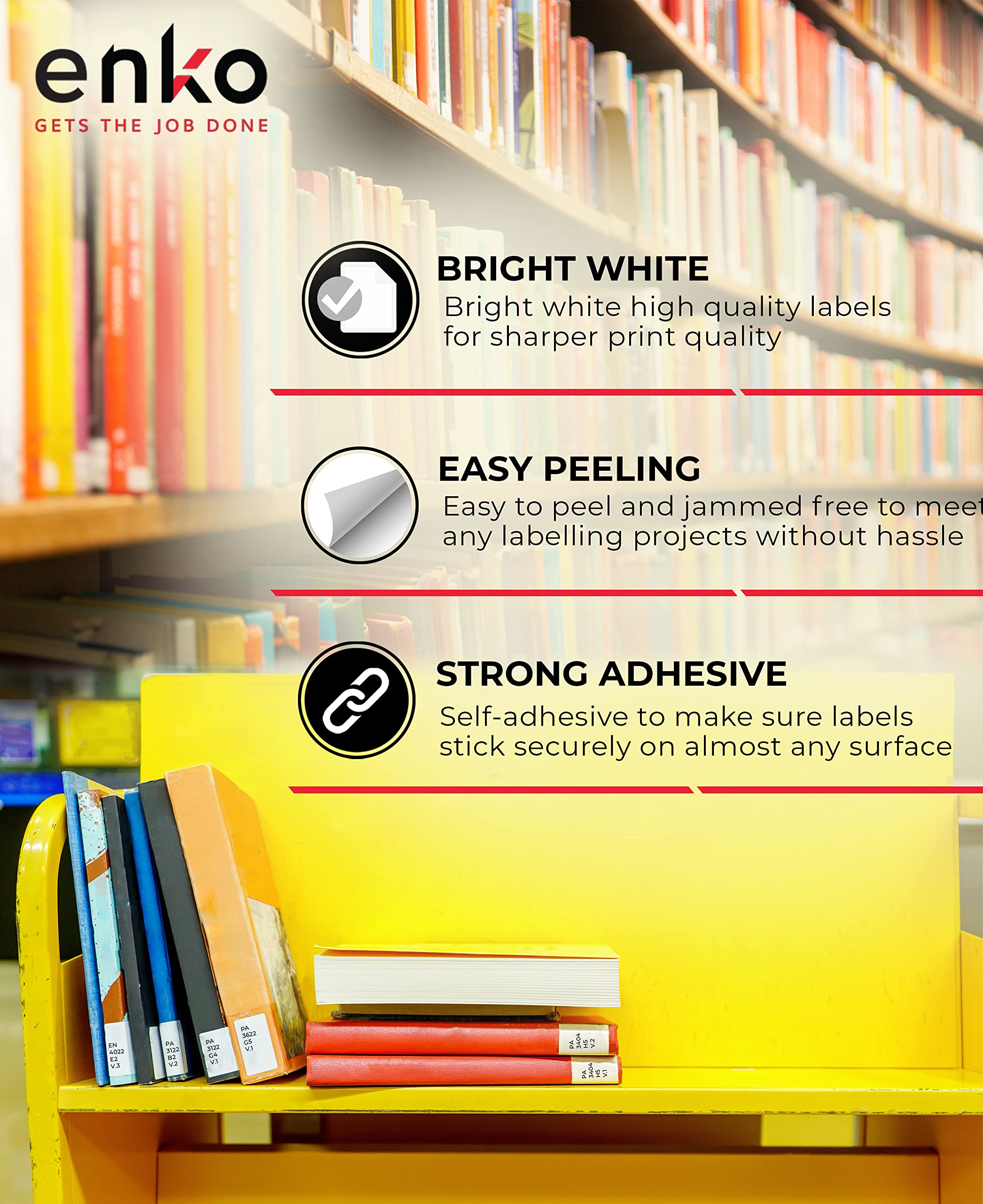 enKo Compatible 30347 Dymo Book Spine Labels (1" x 1-1/2") 12 Rolls, 9000 Library Book Barcode Labels - Use with Dymo Labelwriter 450, 4XL, 450 Turbo Printer, Rollo Printer