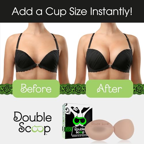Double Scoop® Push Up Inserts w/Bonus Tape Sticky Strips, Instant Breast Implants, Replacement Bra Pads, Padded Bralette Hack, Breast Lift, Foam Bra Filler Insert, Bra Stuffer, Cup Size A/B (Nude)