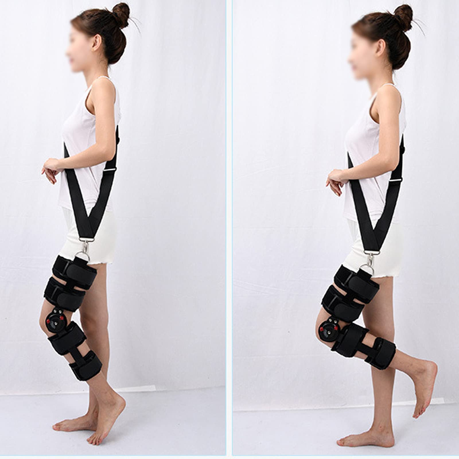 DXDUI Hinged Knee Brace Leg Immobilizer Adjustable Lightweight and Breathable Recovery Support Ligament Injuries Relief Knee Joint Pain Left and Right