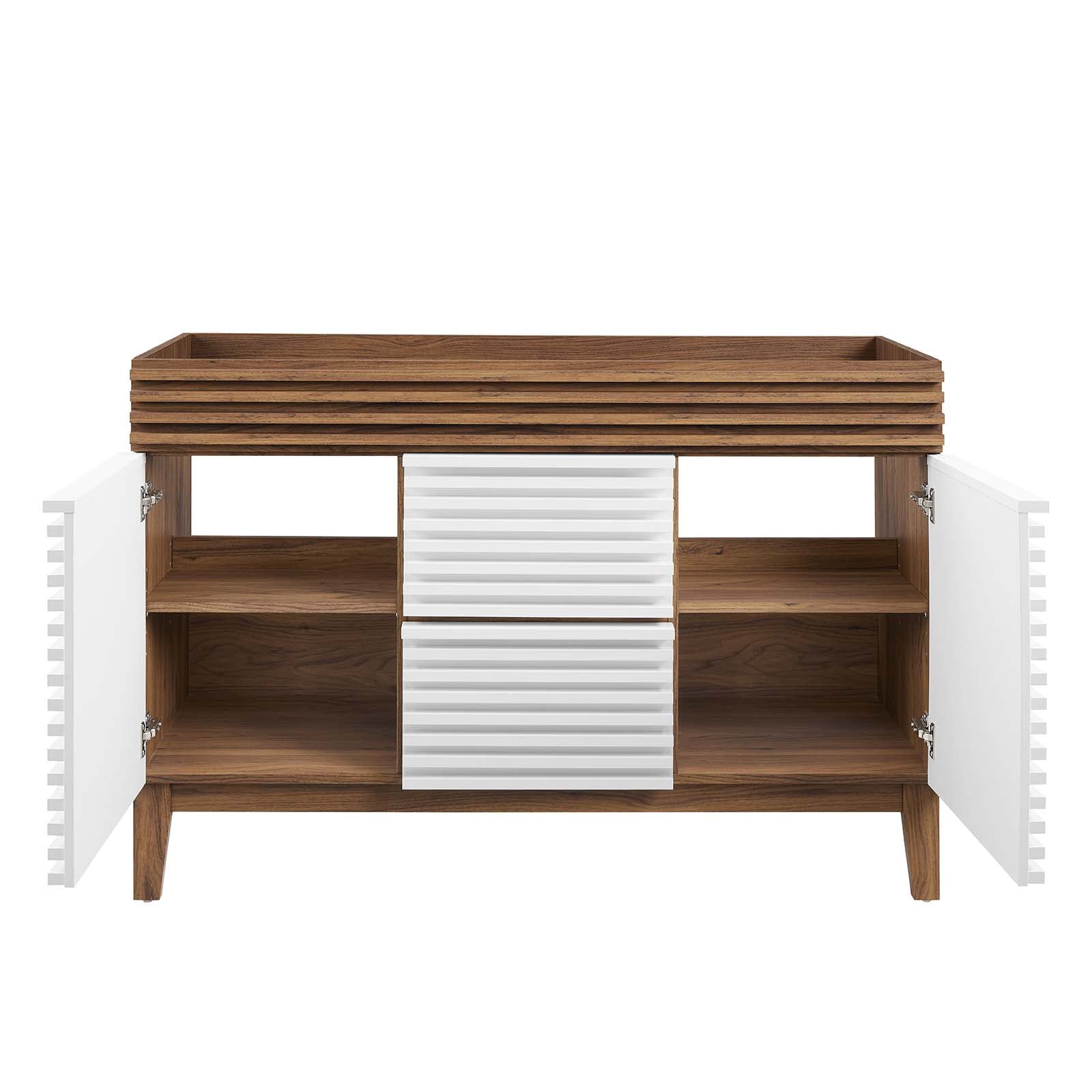 Modway Render 48" Bathroom Vanity Cabinet in White Walnut Basin Not Included, Double Sink
