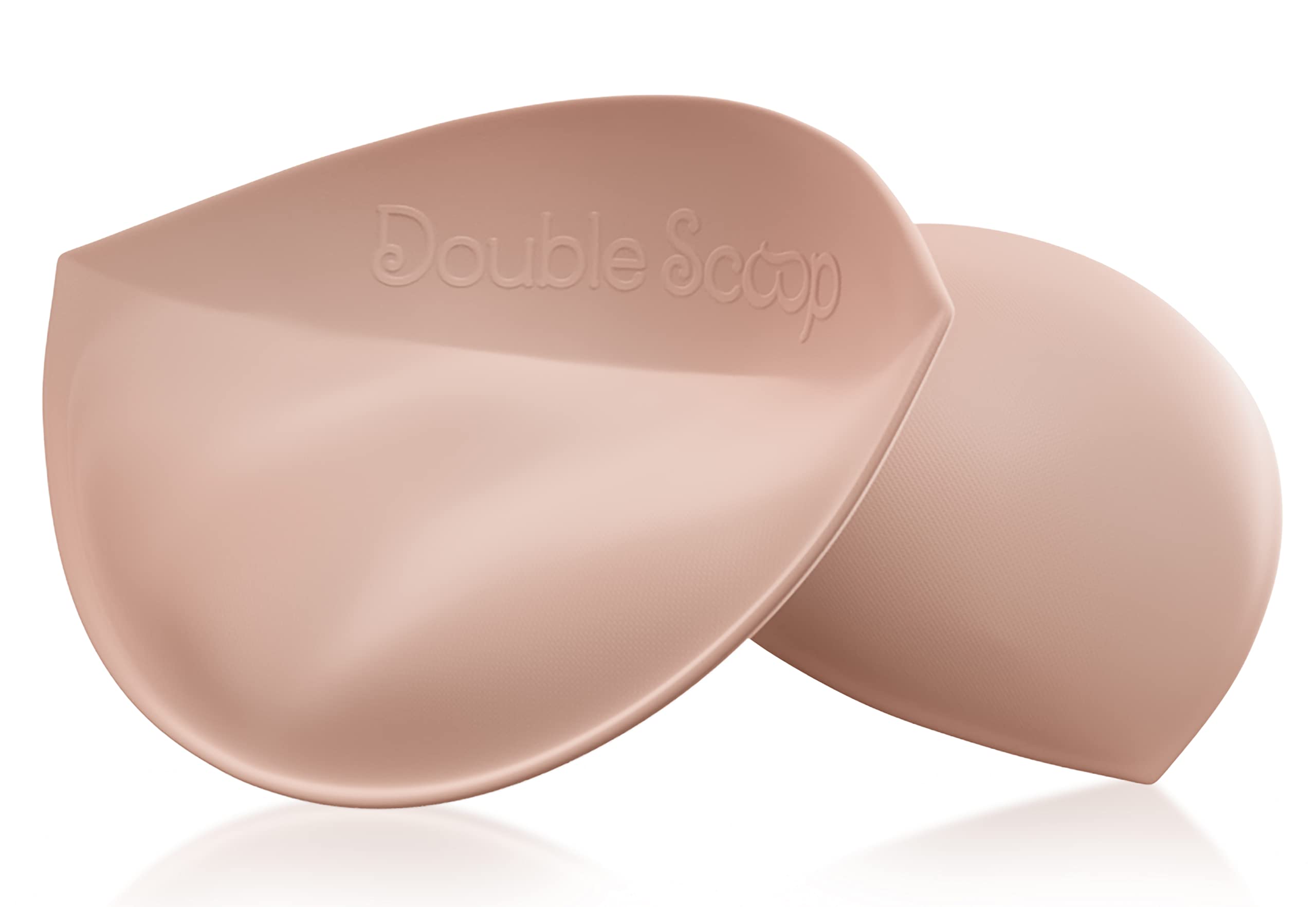 Double Scoop® Push Up Inserts w/Bonus Tape Sticky Strips, Instant Breast Implants, Replacement Bra Pads, Padded Bralette Hack, Breast Lift, Foam Bra Filler Insert, Bra Stuffer, Cup Size D (Nude)