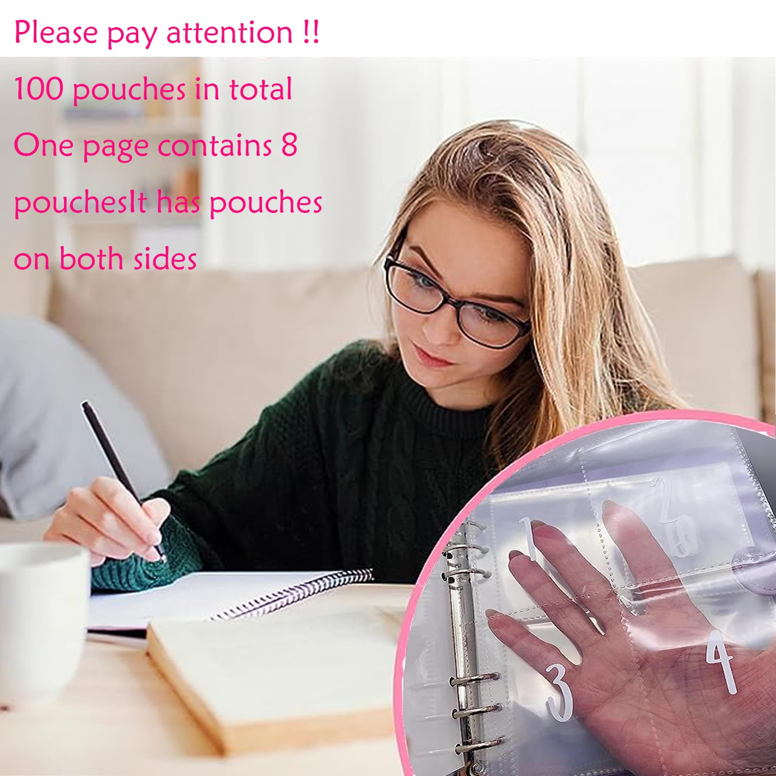 Geohee 100 Envelope Challenge Binder, Easy & Fun Way to Save $5,050, Savings Challenges Budget Book Binder with Cash Envelopes for Budgeting Planner & Saving Money (A-Black)