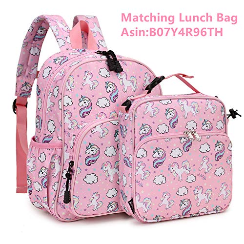 RAVUO Unicorn Backpack for Girls, Cute Toddler Backpack Lightweight Kids Preschool Bookbag Daypack with Chest Strap