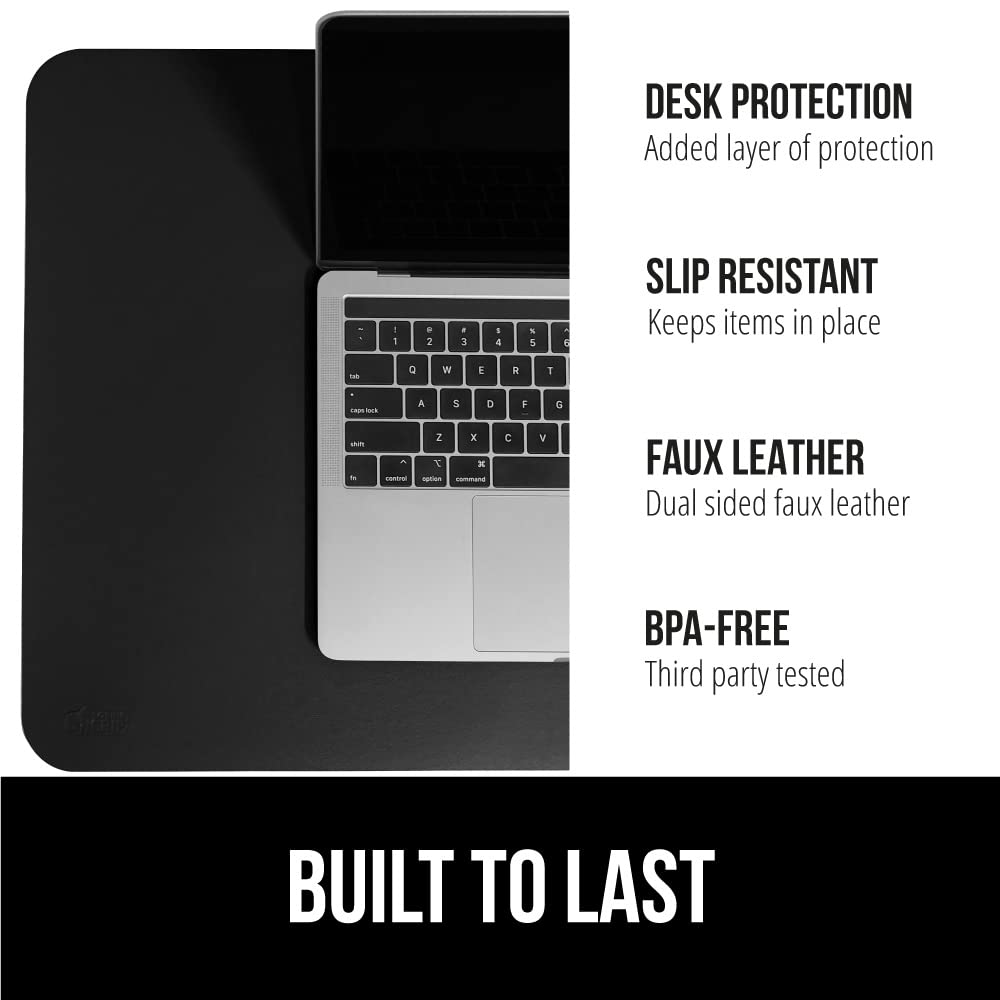 Gorilla Grip Desk Mat, Non Slip and Heat Resistant Mouse Pad, Soft PU Leather Pads, Dual Sided Blotter, Desktop Protector Covers for Home Office Keyboard Laptop Computer and Writing, 35.4x17, Gray