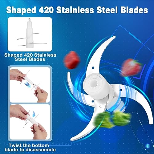 Electric Food Processor, 2L Meat Grinder with 2 Speed Food Chopper & Vegetable Chopper, 8 Cup with Powerful 350W Food Chopper for Vegetables, Fruits, Meat, Nuts, Beans, etc(4 Sharp Blades)