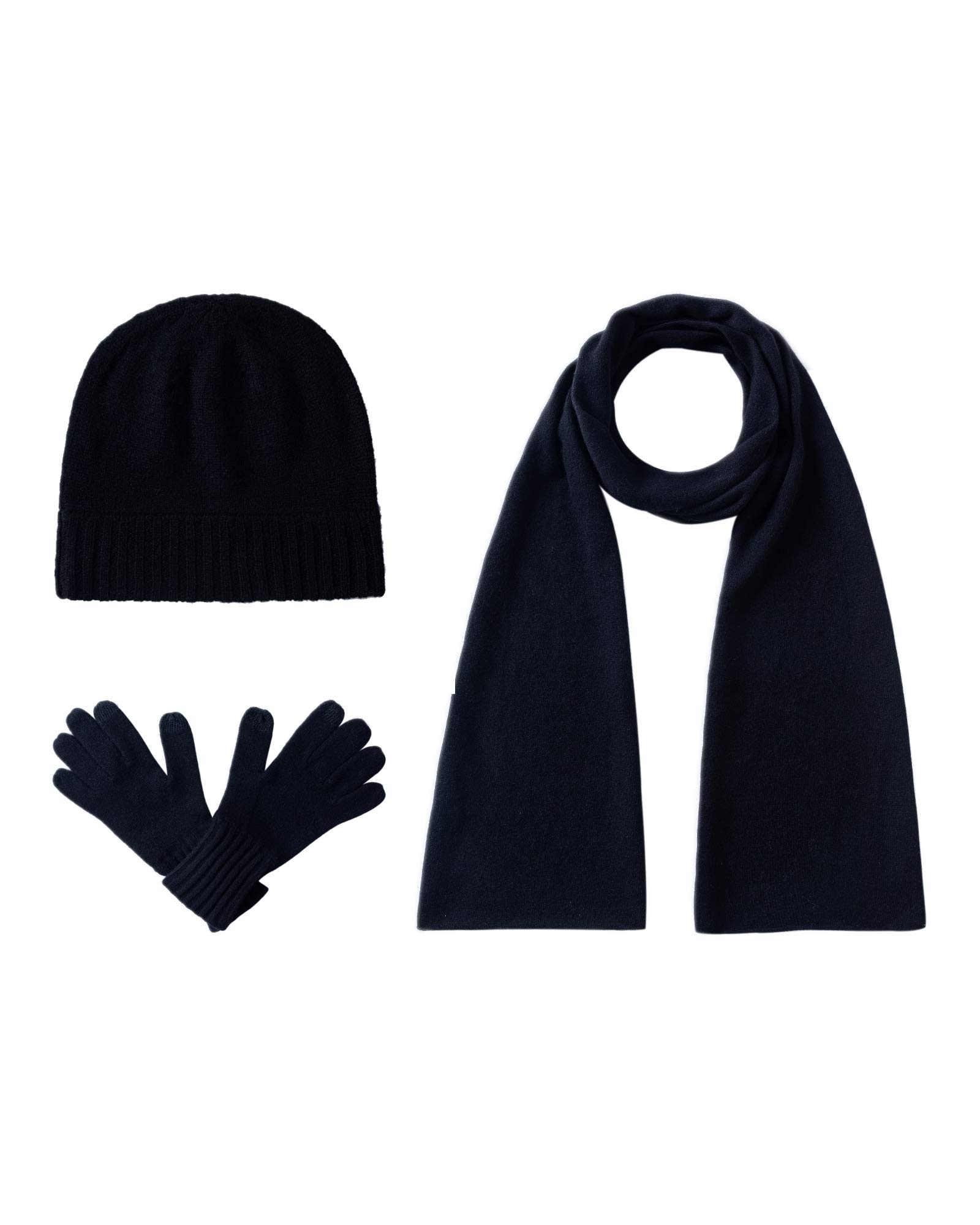 EURKEA Womenâs 100% Pure Cashmere Scarf, Gloves, Beanie Hat Gift Box Set