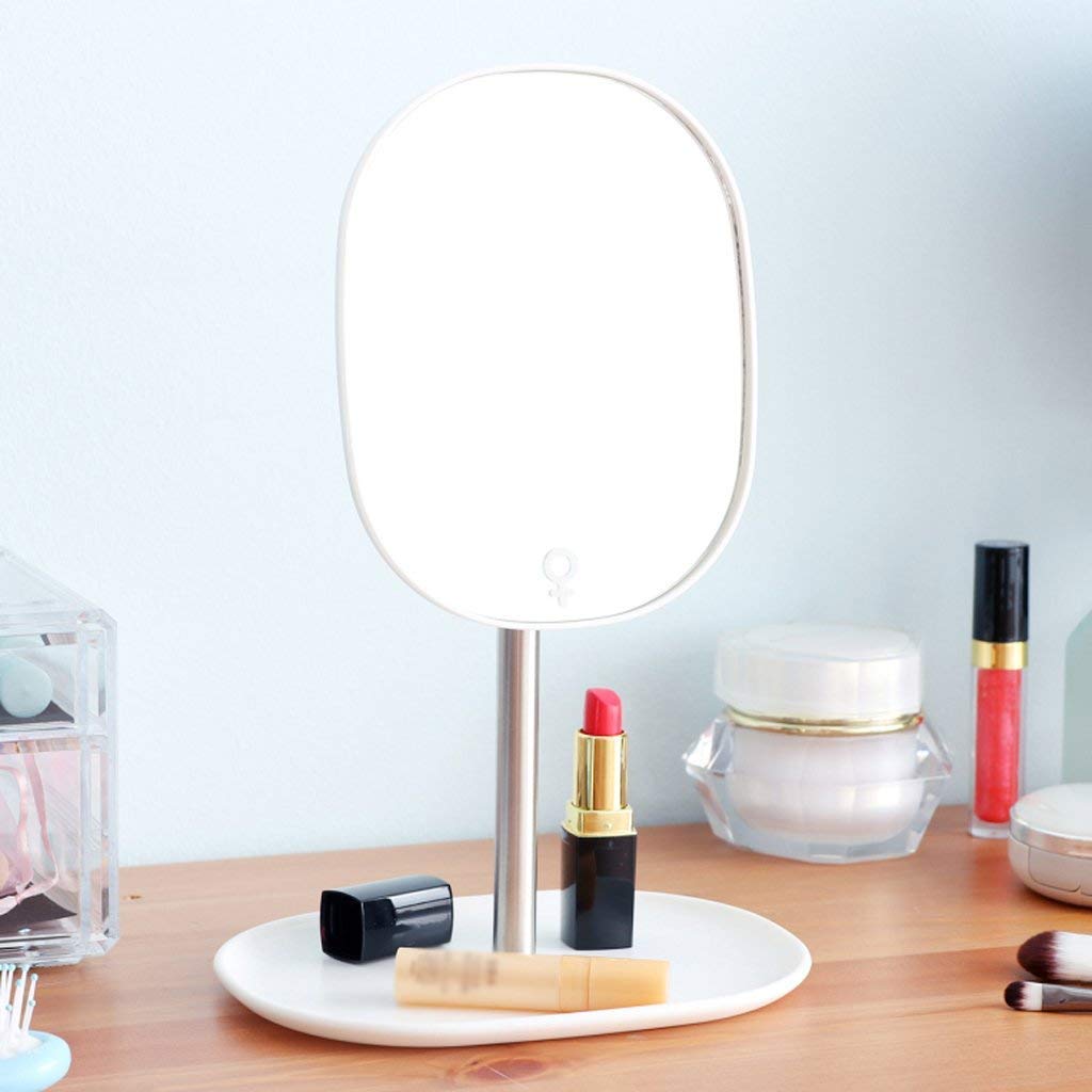 GUOSHUCHE Nordic Bathroom Mirror Make-up Mirror White 360 ??deg; Swivel Portable Mirror HD Princess Compatible with Indoor use with a Desk