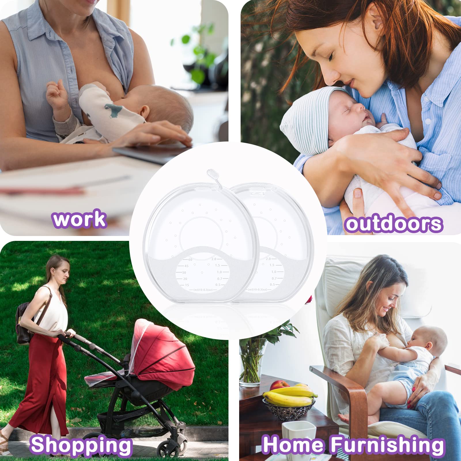 Lukinuo Milk Collector for Breastfeeding 2 Pack Breast Milk Catcher Silicone Breast Pad Nursing Cup Milk Saver for Nursing Moms Protect Sore Nipples Prevent Leaks