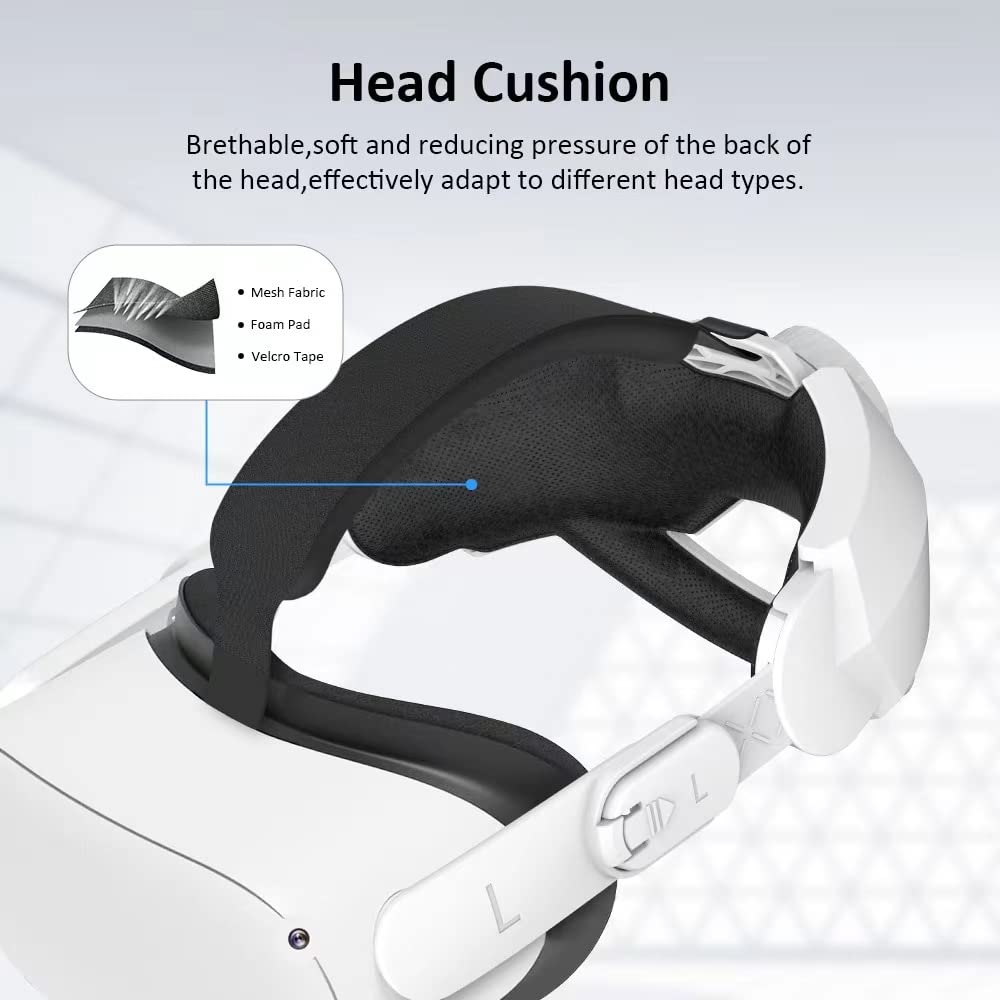 Head Strap for Oculus Quest 2, Elite Strap Replacement for Meta/Oculus Quest 2, Ergonomic Comfort Quest 2 Head Strap for Enhanced Support and Comfort in VR