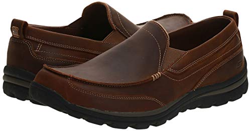 Skechers USA Men's Relaxed Fit Memory Foam Superior Gains Slip-On,15 M US,Dark Brown