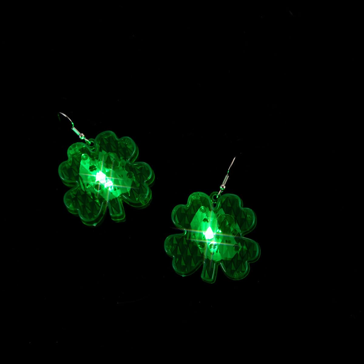 Fashion Lucky Clovers LED Lights Drop Dangle Earrings for Women Hook Hoops Earring (Shamrock)