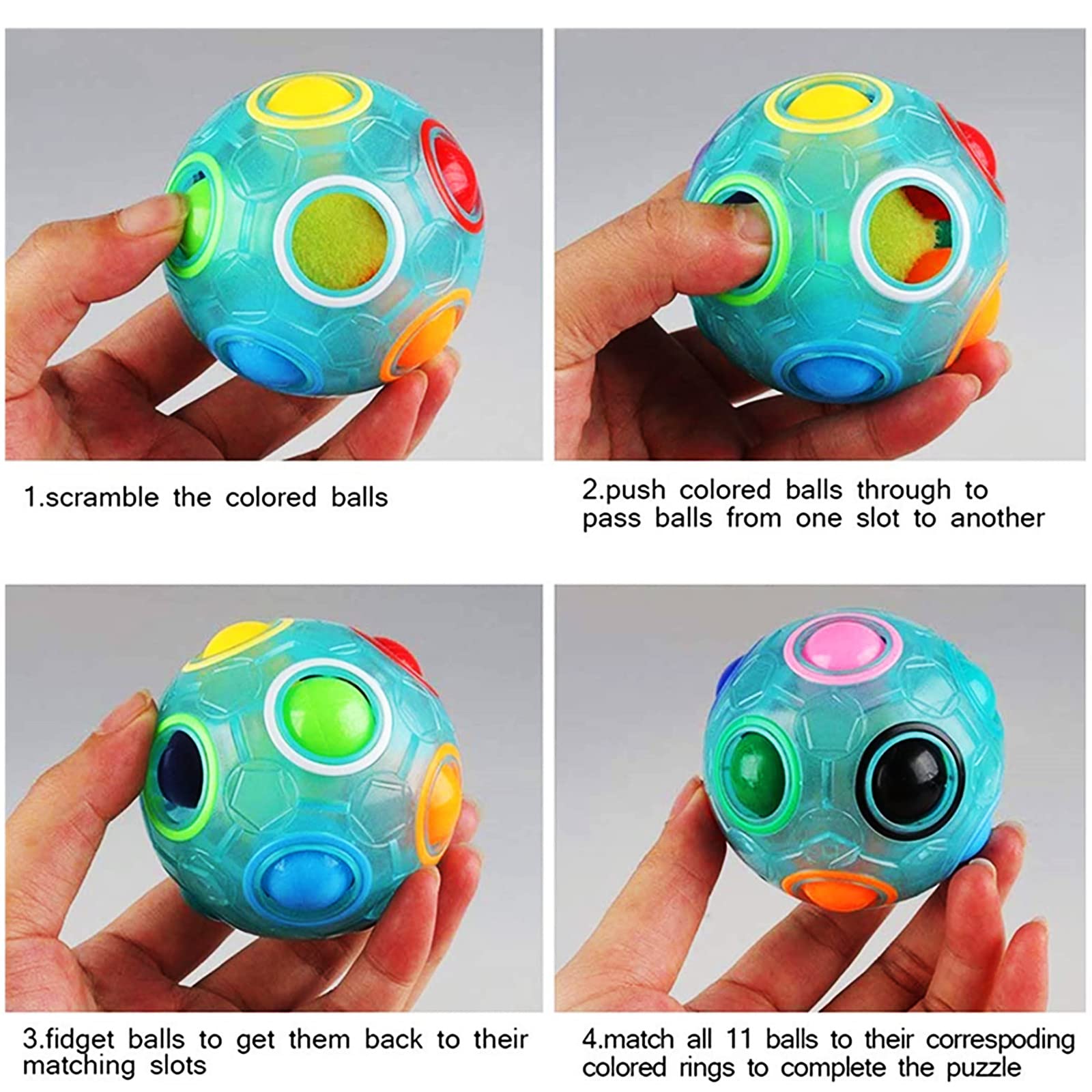 elecnewell Rainbow Puzzle Ball Cube Magic Rainbow Ball Puzzle Bundle Stress Ball Brain Teasers Games Toys for Kids 2 Pack