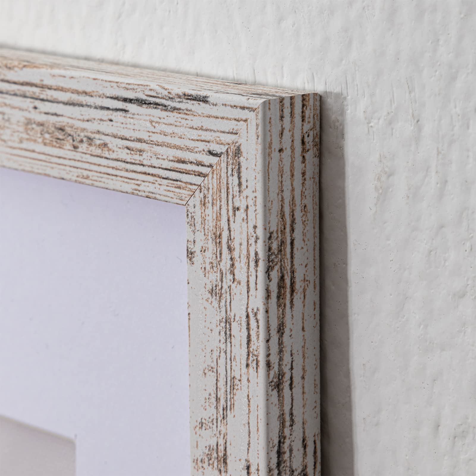 eletecpro 11x14 Picture Frame Set of 6, Rustic Wood Pattern Picture Frame, Display 8x10 Photos with Mat or 11x14 without Mat, Farmhouse Home Decor Horizontal & Vertical for Tabletop or Wall Mounting