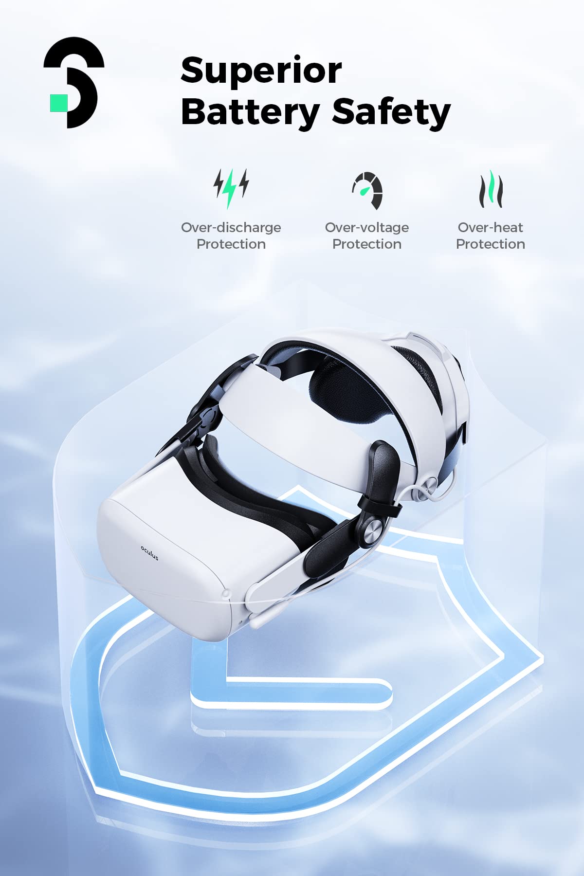 Head Strap with Battery Compatible with Oculus Quest 2, SOOMFON Strap Replacement Accessories with 10000mAh Battery Extend 8H Playtime, Enhanced Comfort Support in VR, Reduces Face and Head Pressure
