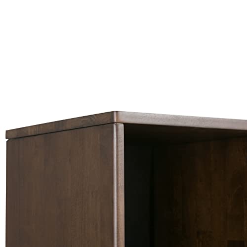 SIMPLIHOME Harper SOLID HARDWOOD 42 Inch Mid Century Modern Cube Storage Bookcase with Drawers in Walnut Brown, For the Living Room, Study Room and Office