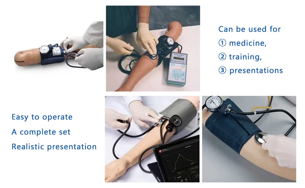 GHDE&MD Life Size Blood Pressure Training Arm Simulator Model with Korotkoff Gap Sound Blood Pressure Cuff Stethoscope LCD Display Model for Basic Nursing Training Skills Mannequin Manikins