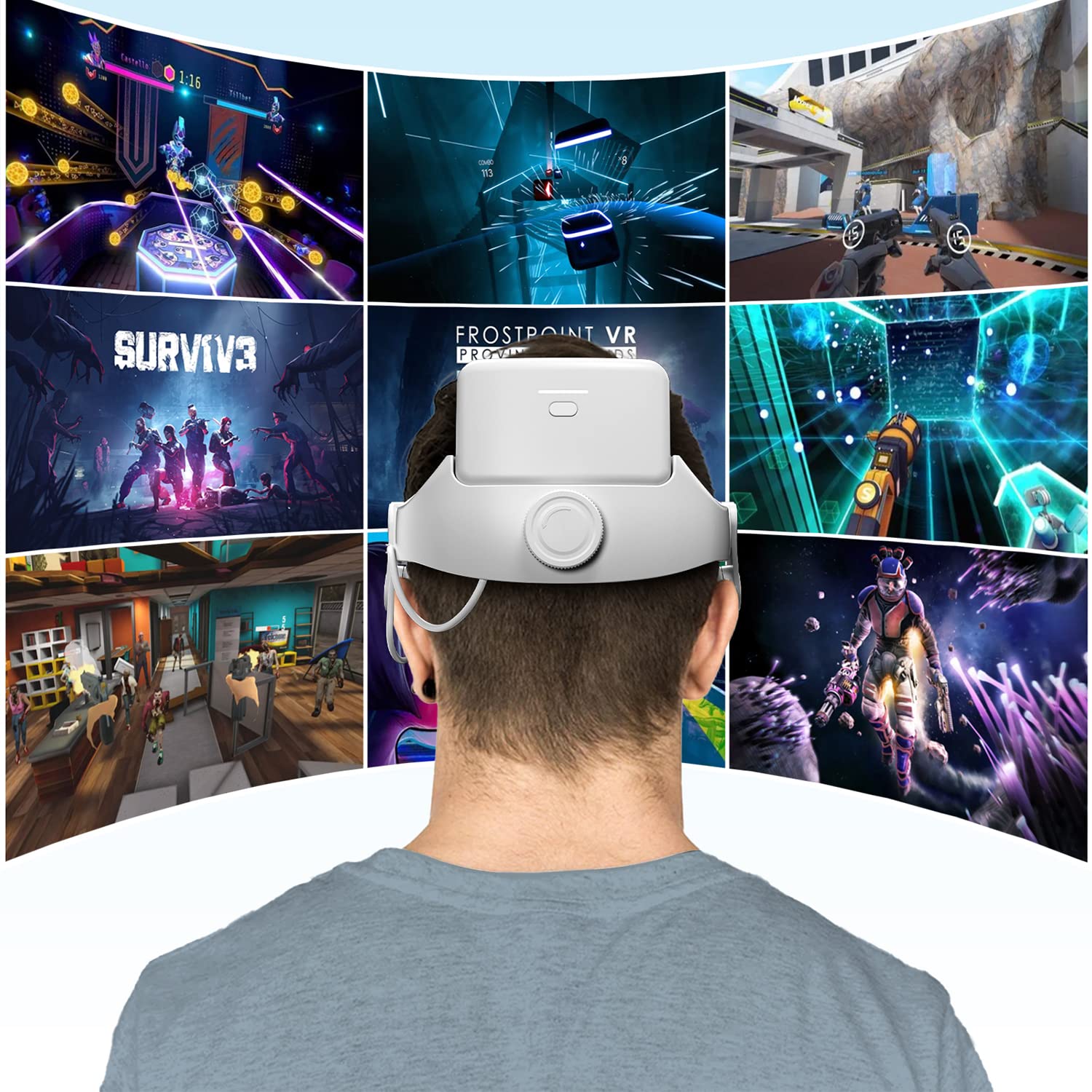Head Strap with 8000mAh Battery for Oculus/Meta Quest 2, Rechargeable Battery Extend 5H Playtime, VR Accessories Adjustable Elite Strap Magnetic Connection Hot Swap Power Bank