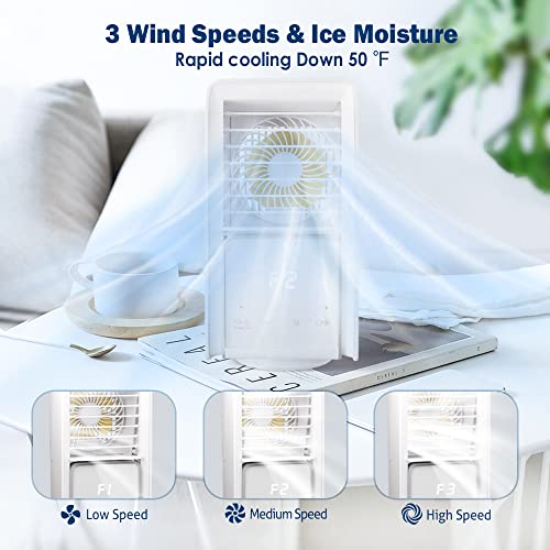 Portable Air Conditioners, USB Personal Evaporative Air Cooler with 12H Timer, 3 Wind Speeds 7 Colors Light, Touch Screen Desktop Cooling Fan with Large Water Tank for Home Room/17