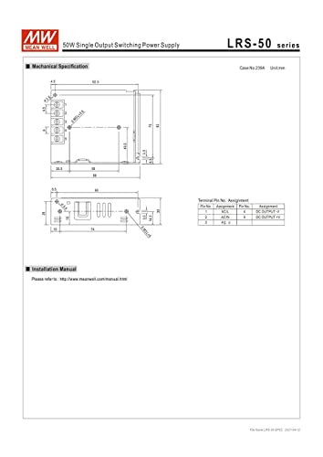 MW Mean Well Enclosed Type LRS-50W-12/15/24/3.3/36/48/5V Non-PFC LRS Series 50W Single Output Switching Power Supply (LRS-50-24)