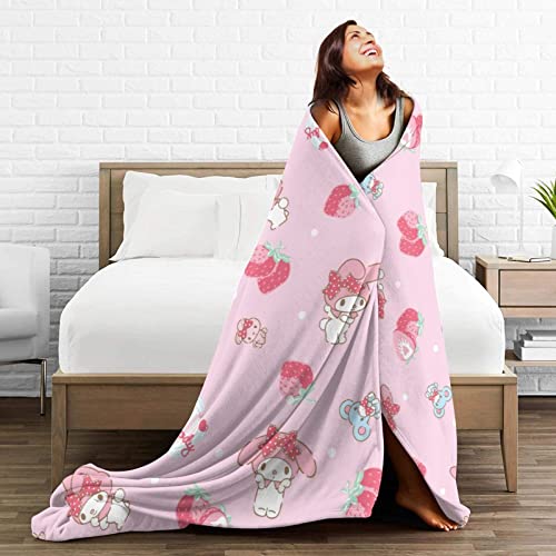 ORPJXIO Blanket Kuromi Anime My Melody Throw Flannel Blanket Bed Blanket for Couch Sofa Bedroom Home Decor 60"x50"