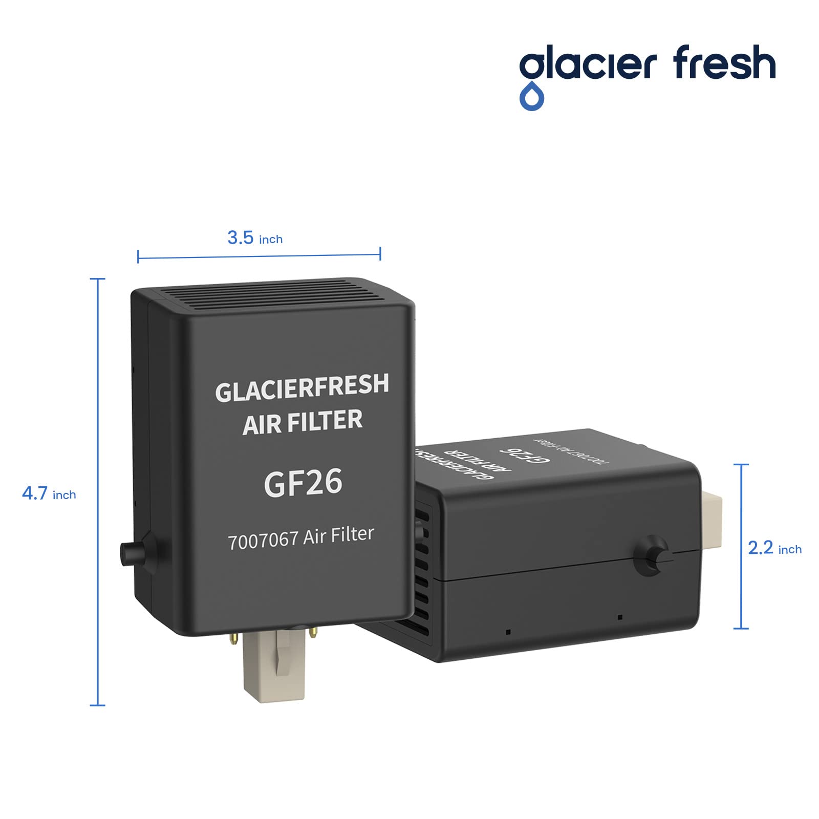 GLACIER FRESH 7007067 Air Purification Cartridge, Air Filter Replacement For Sub-Zero Refrigerator 7007076, 7042798 Air Filter (2 Pack)