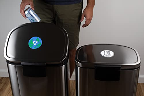 Recycle and Trash Magnets 2 Set, Trash Recycle Magnet for Trash Cans & Recycle Bin, Strong Earth Recycle Sticker for Trash Can, Kitchen Trash Can Combo Labels, 3.35 Inch Diameter
