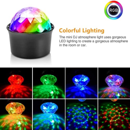 Mini Disco Light,Sound Activated Multi-Coloured Disco Ball Light USB Rechargeable Battery Disco Lights for Parties,Car Disco Ball,Disco Lights for Parties,Christmas Lights