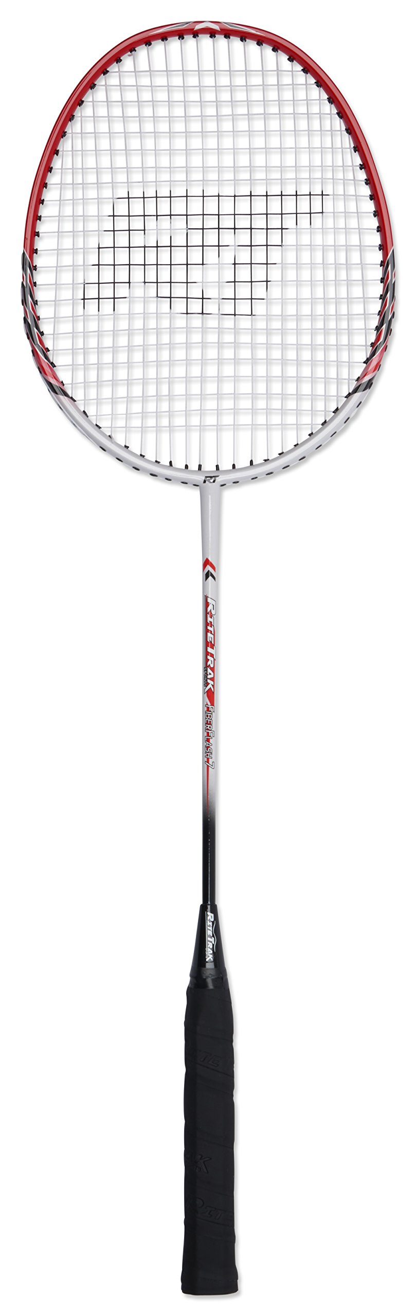 FiberFlash 7 Badminton Racket Set, Featuring 2 Carbon Fiber Shaft Racquets, 3 Shuttlecocks Plus Fabric Carrying Bag All Included (Red/Blue/White)