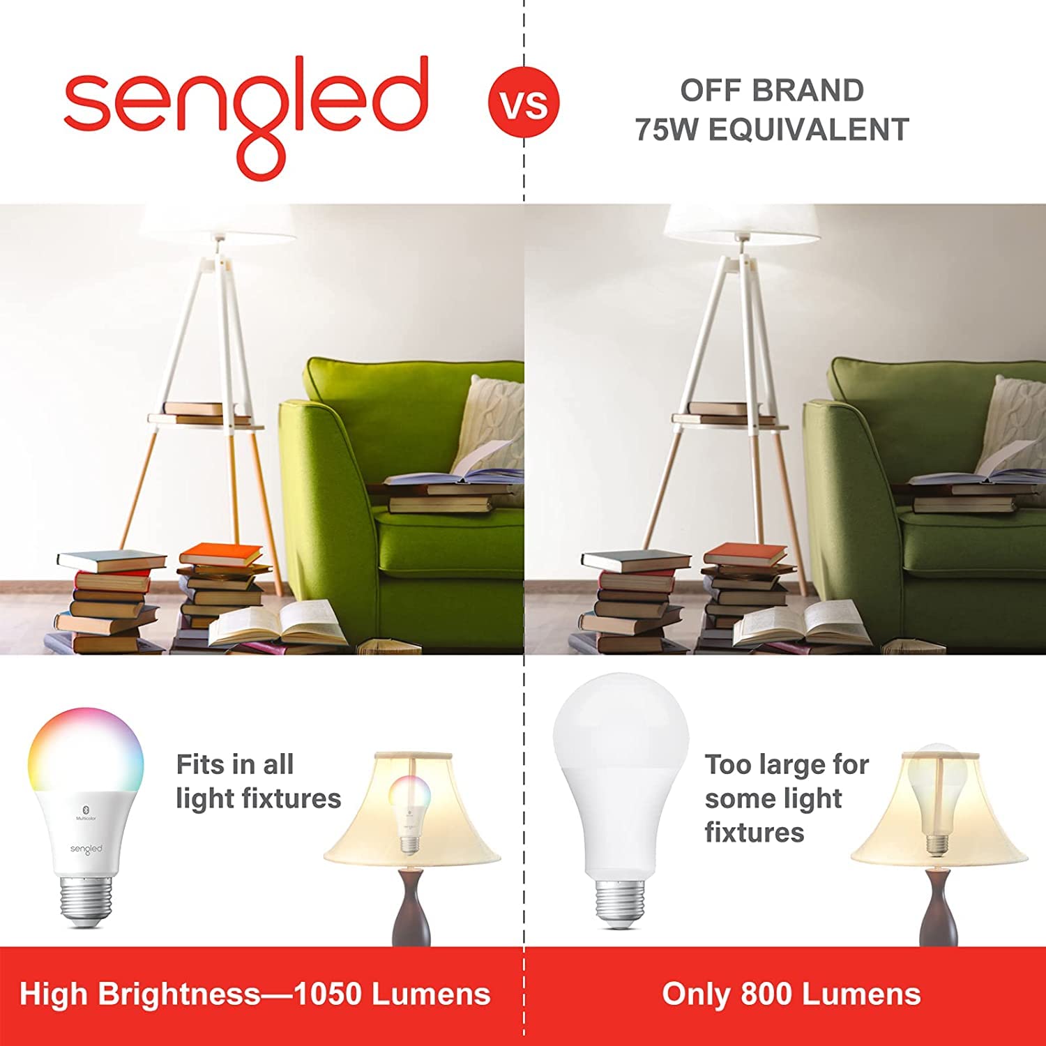 Sengled Alexa Light Bulbs, 75W Equivalent, S1 Auto Pairing with Alexa Devices, Smart Light Bulb that Work with Alexa, Bluetooth Mesh Smart Home Lighting, Multicolor Dimmable, No Hub Required,4-Pack