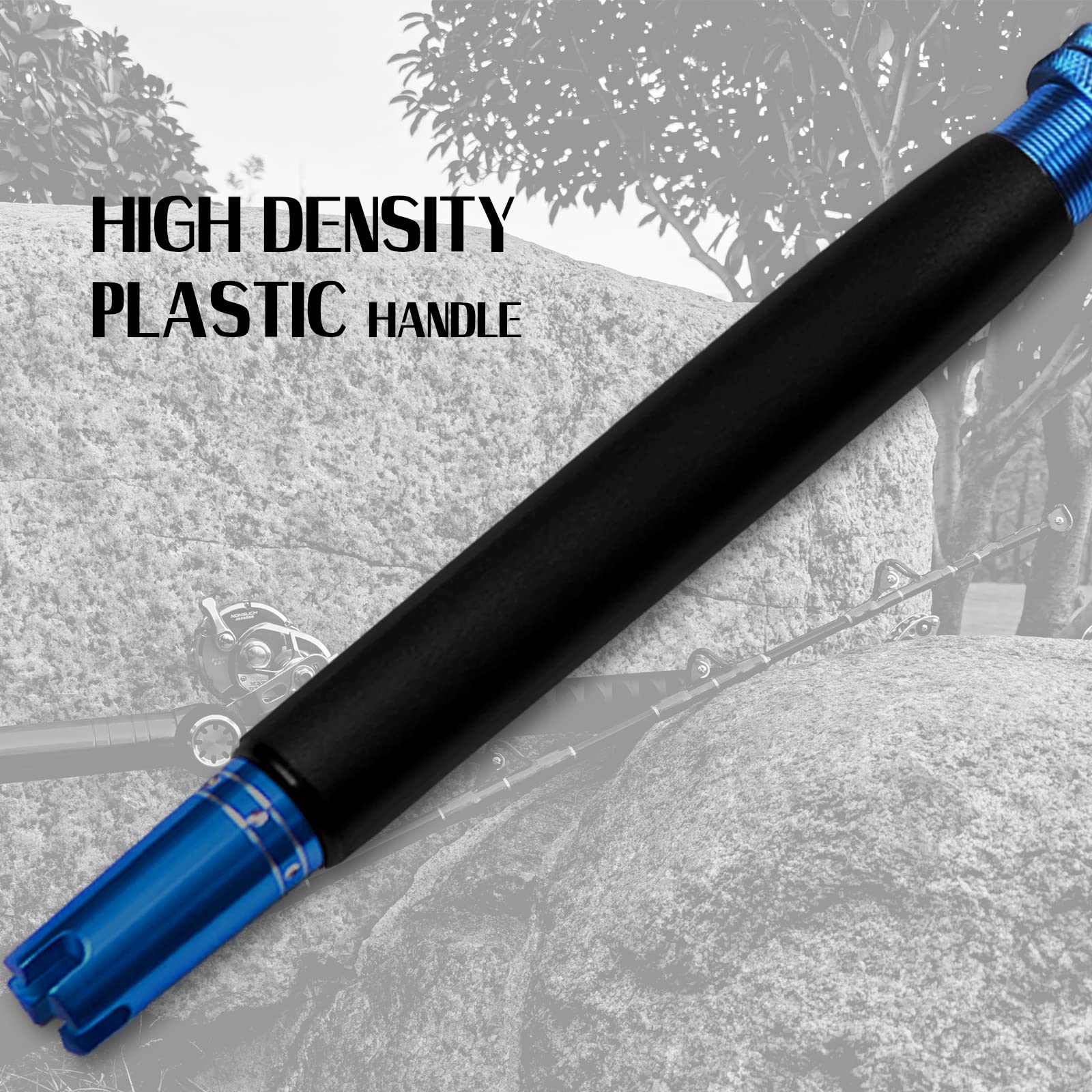 Fiblink 2-Piece Saltwater Offshore Heavy Trolling Rod Roller Rod Conventional Boat Fishing Pole with Roller Guides (50-80lb, 5-Feet 6-Inch)