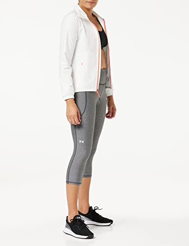 Under Armour Women's HeatGear Armour High Waisted Pocketed No-Slip Capri Leggings , Charcoal Light Heather (019)/White , Medium Short